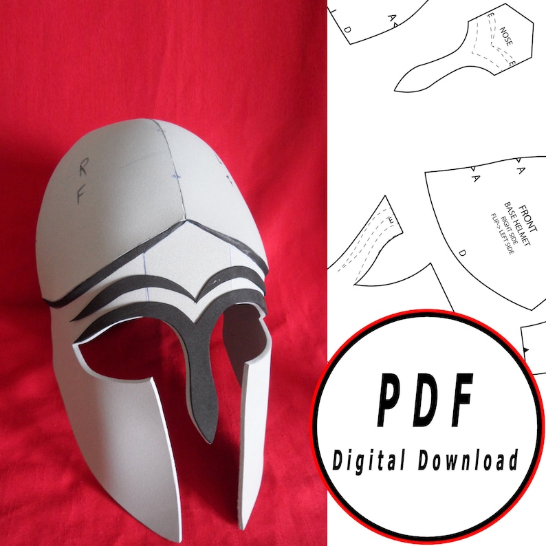 DIY Corinthian Eva Foam Helmet Greek Spartan Helmet Template Pattern ...
