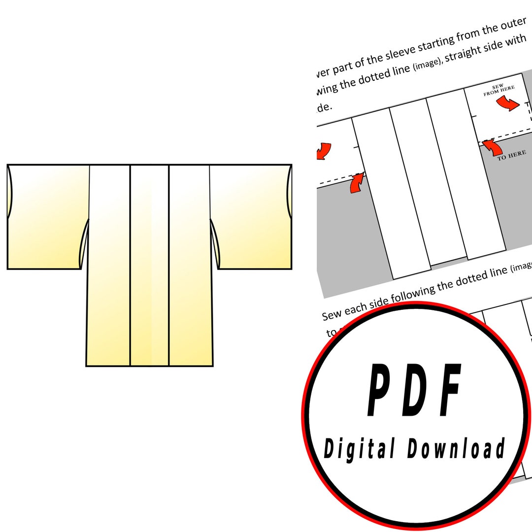 Haori DIY Base Japanese Template Pattern Blueprint Pdf Vector Printable ...