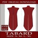 DIY Tabard Elvish Basic Fantasy Medieval Elf- Template Pattern ...