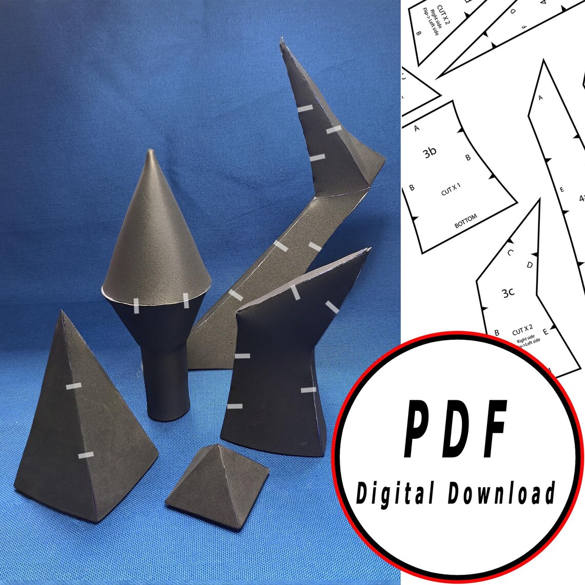 DIY Spikes X 4 Types Eva Foam Tutorial Pattern Blueprint Template Pdf ...