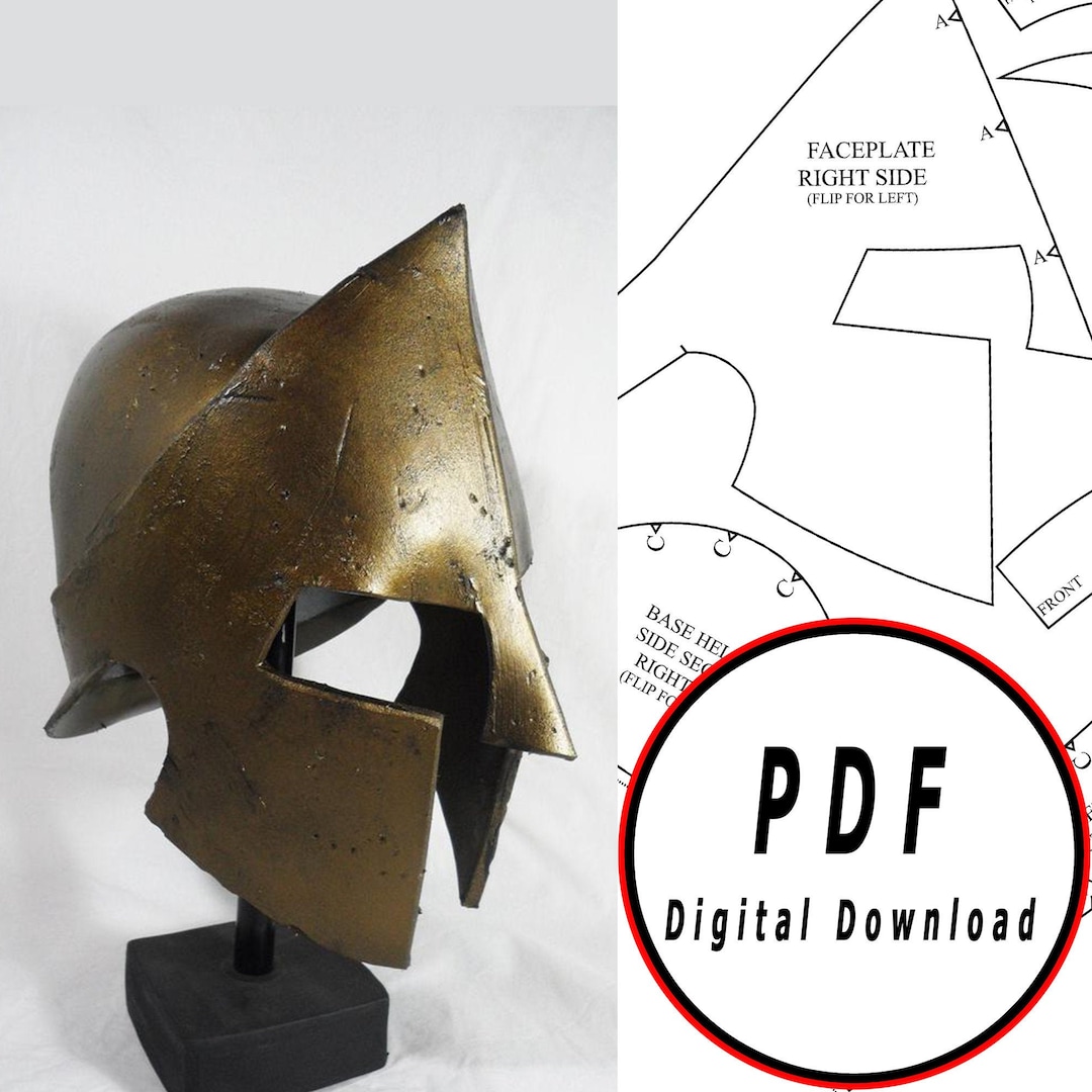 DIY Spartan Helmet Eva Foam Helmet - Template Pattern Blueprint Pdf ...