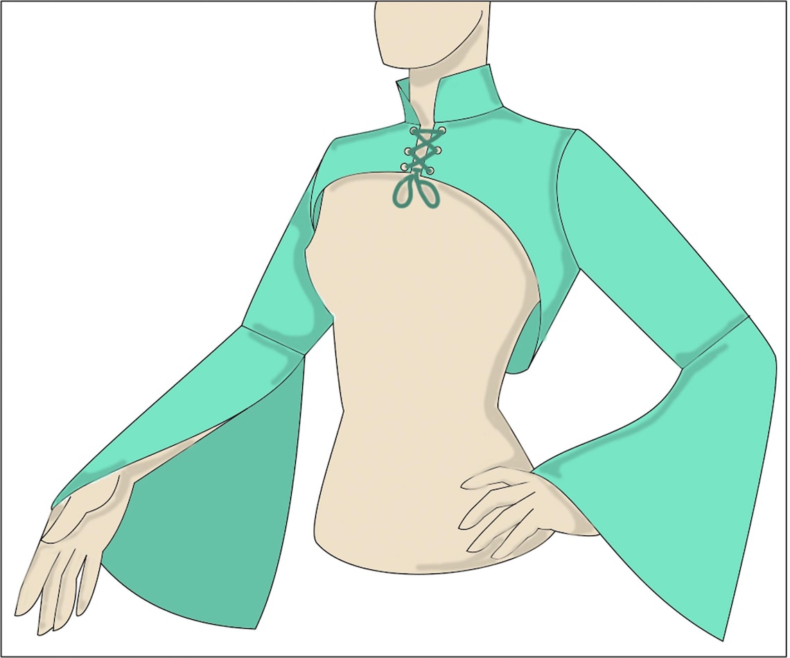 DIY Shrug Long Sleeve Basic Fantasy Medieval Elf- Template Pattern ...
