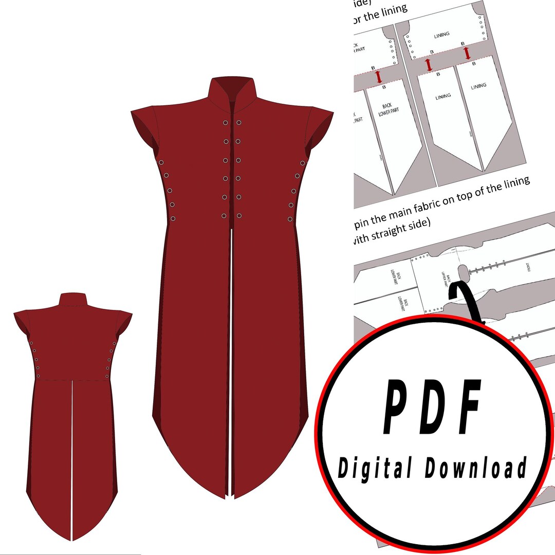 DIY Tabard Elvish Basic Fantasy Medieval Elf- Template Pattern ...