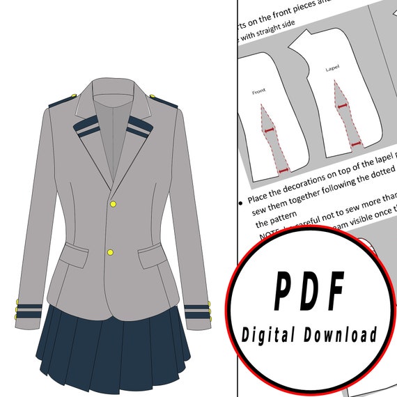 DIY School Uniform 4 Size's Pattern Blueprint Pdf Vector - Etsy