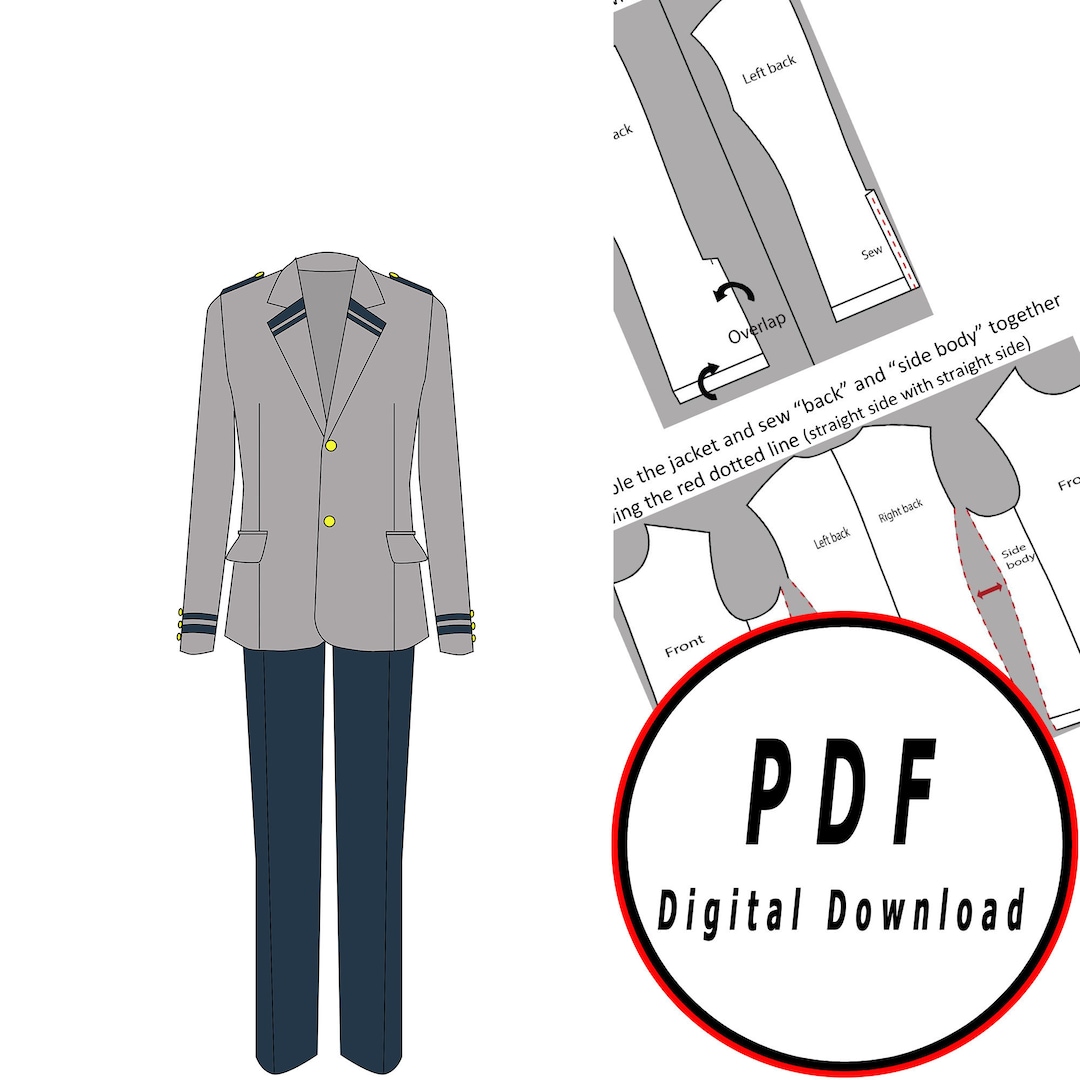 DIY Male School Uniform - Template Pattern Blueprint Pdf Vector ...