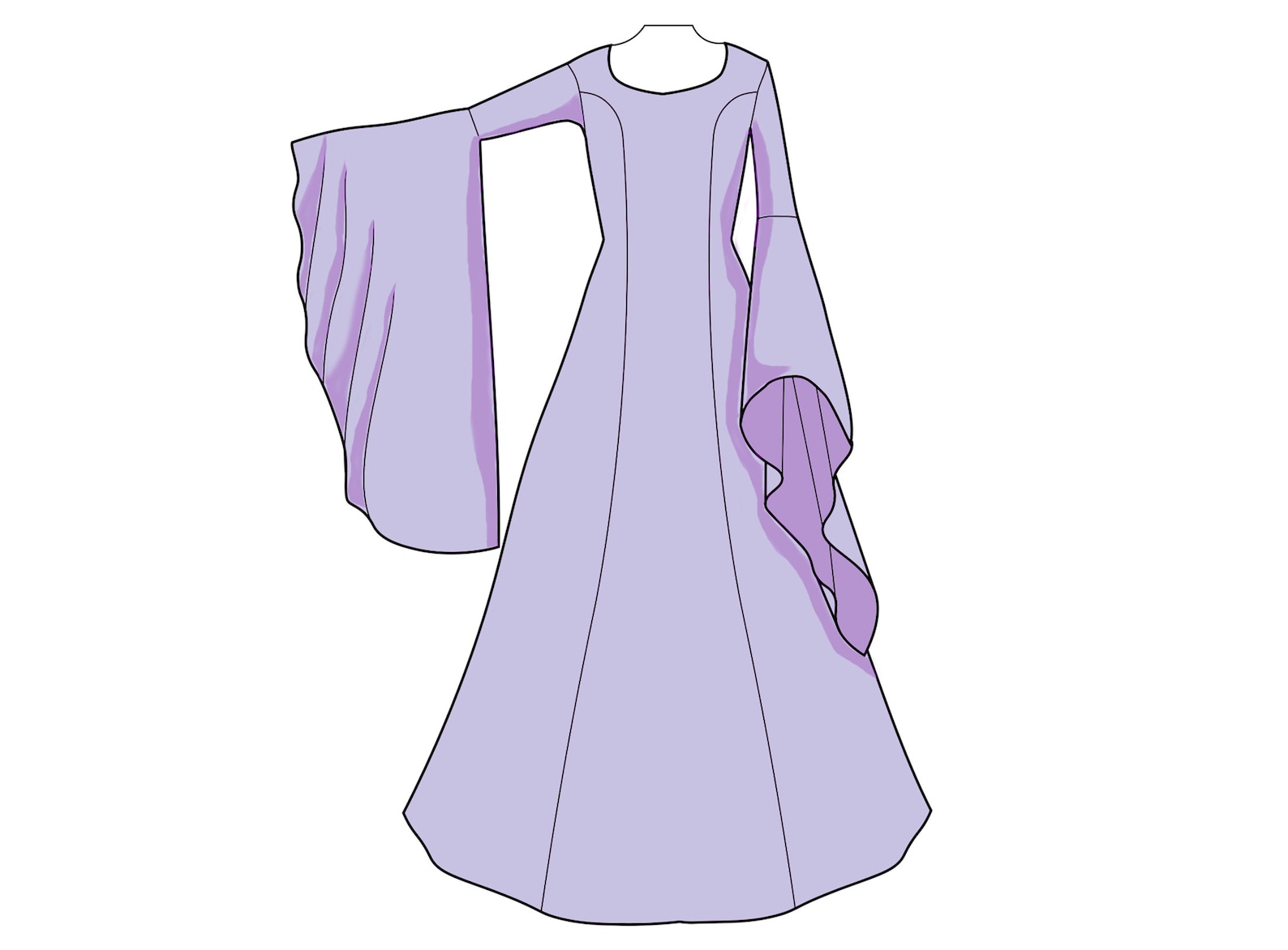 DIY Elvish Basic Dress Fantasy Medieval Elf Template Pattern Blueprint ...