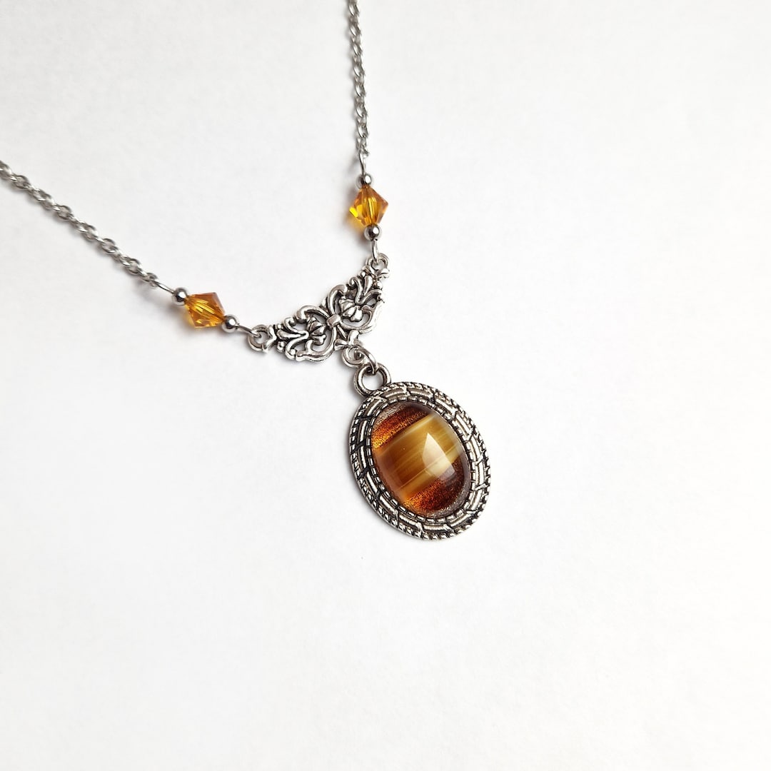 Victorian Necklace, Gothic, Orange, Honey Glass Effect, Choice of Model ...