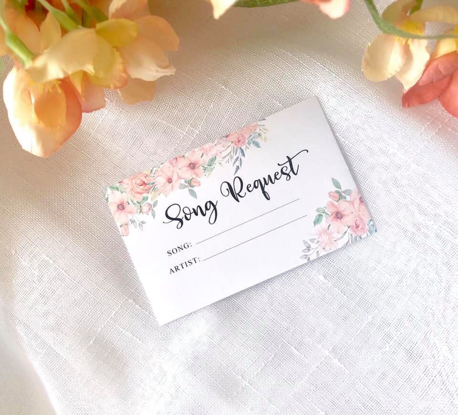 Floral Song Request Cards Song Request Cards Personalised | Etsy