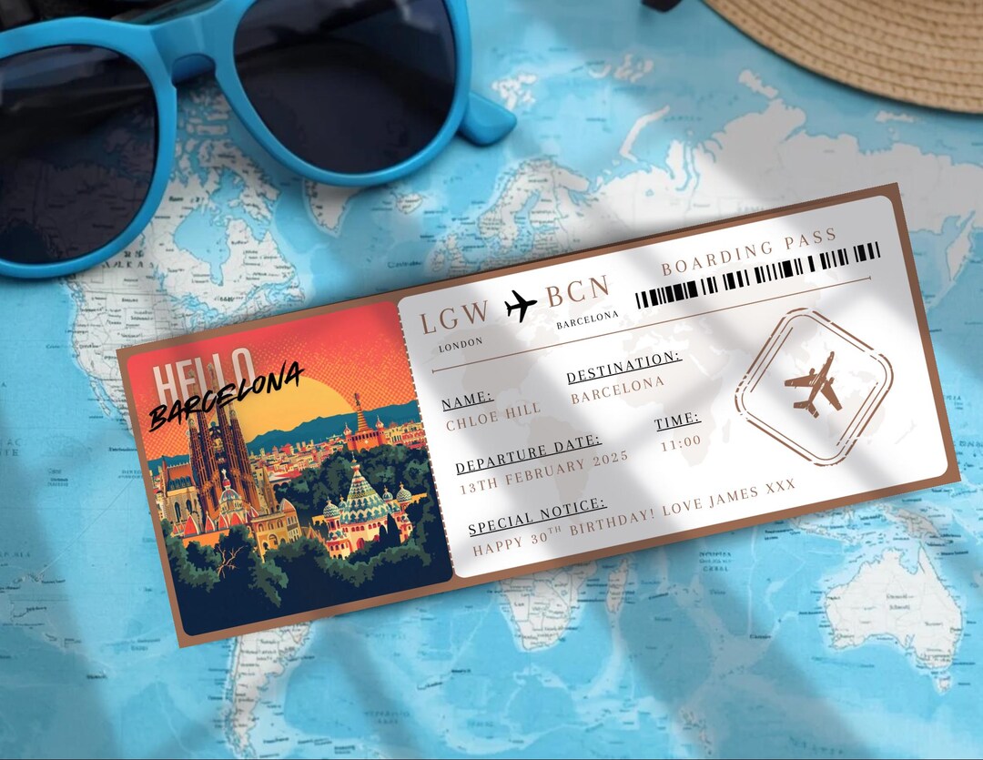 Printable Boarding Pass | Barcelona Boarding Bass | Editable Boarding ...