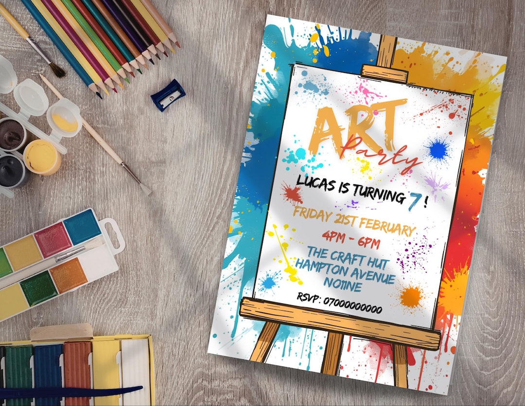 Art Party Invitation Printable | Editable Art Birthday Invite | Craft ...