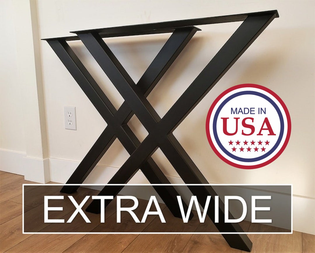 Extra Wide Metal Table Legs - Pair - X Frame Table Legs - Dining Table ...