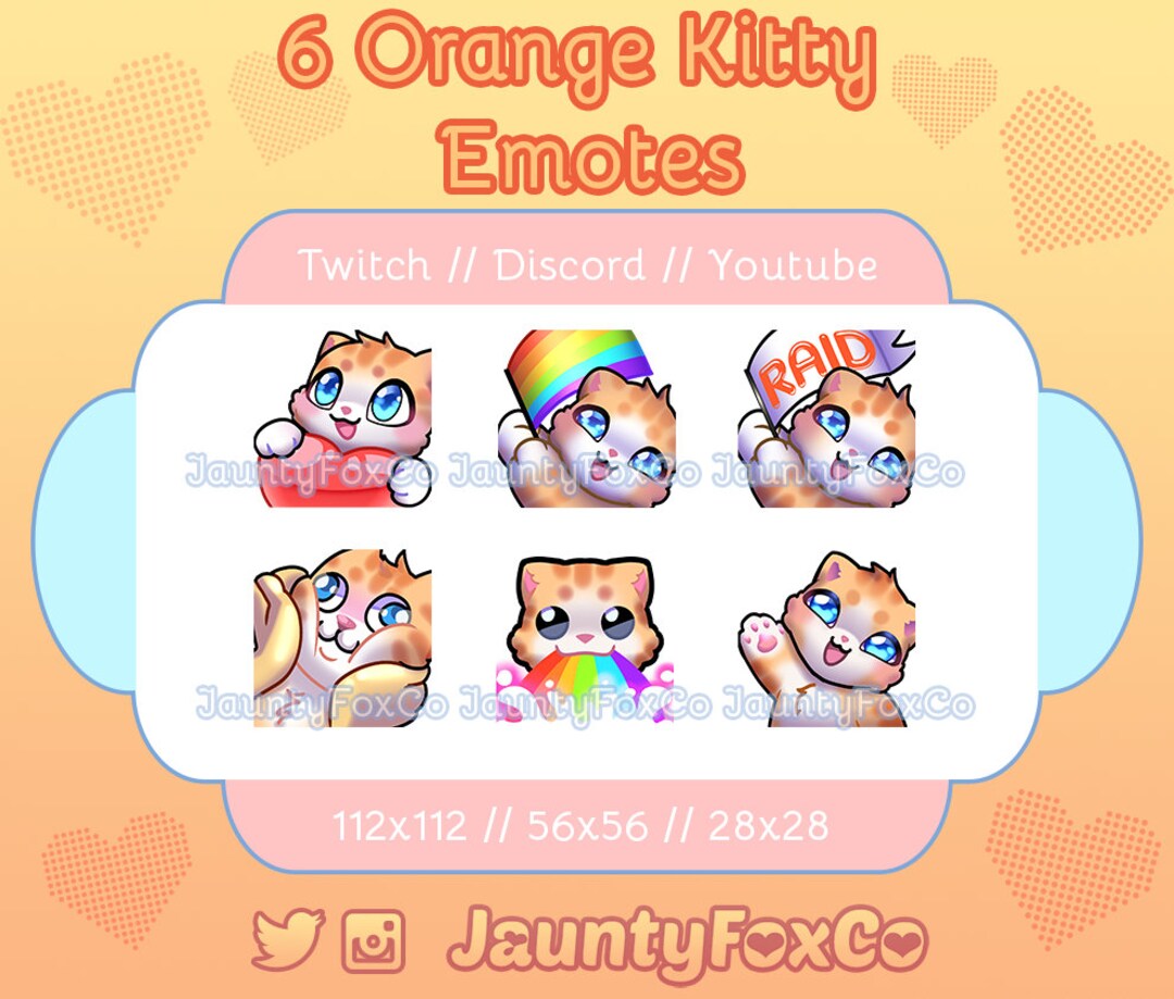 6 Cute Kawaii Orange Cat Emotes for Twitch, Youtube, Discord // Chibi ...
