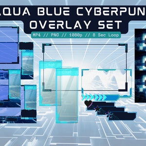 ANIMATED Aqua Blue Cyberpunk Stream Overlay for Twitch, Youtube ...