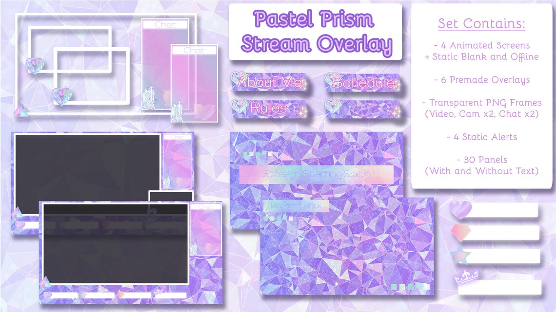 Pastel Prism Stream Overlay for Twitch, Youtube, Discord // Crystal ...