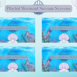 ANIMATED 4x Playful Mermaid Stream Screens for Twitch, Youtube, Discord ...