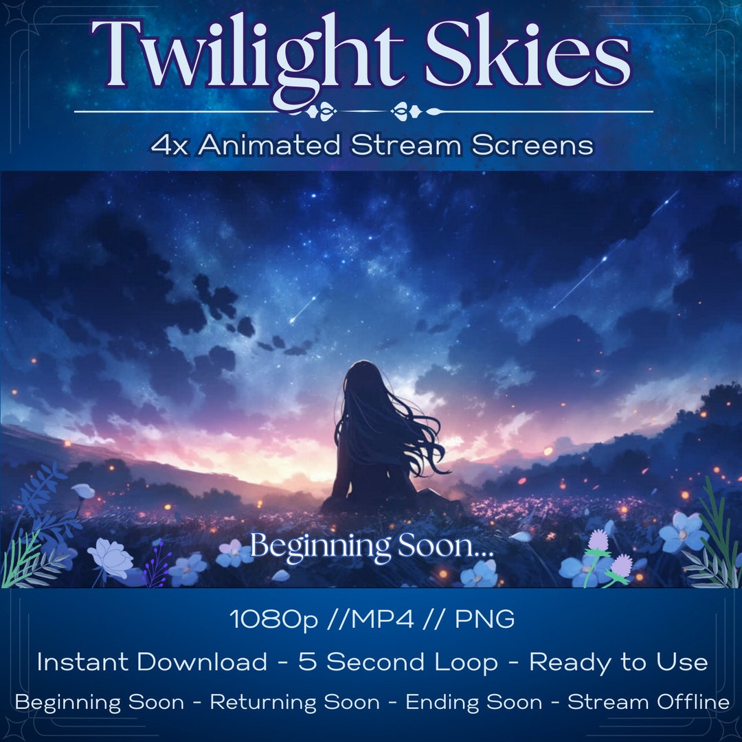 ANIMATED 4x Twilight Skies Stream Screens // Beautiful Night Sky ...