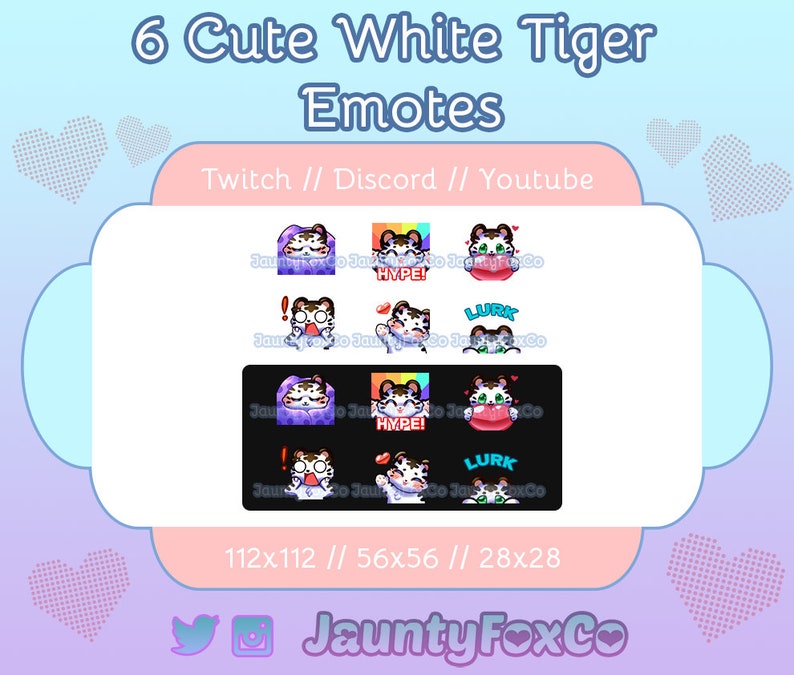 6 Cute White Tiger Emotes for Twitch, Youtube, Discord // Kawaii Emotes ...