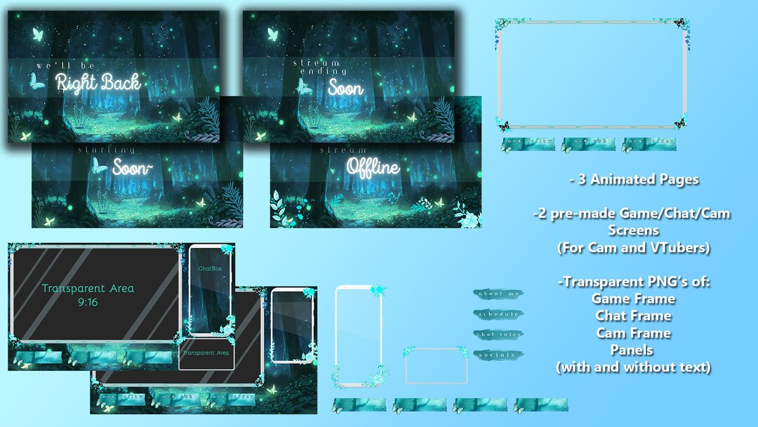 Animated Magical Moonlit Forest Twitch Stream Overlay Package ...