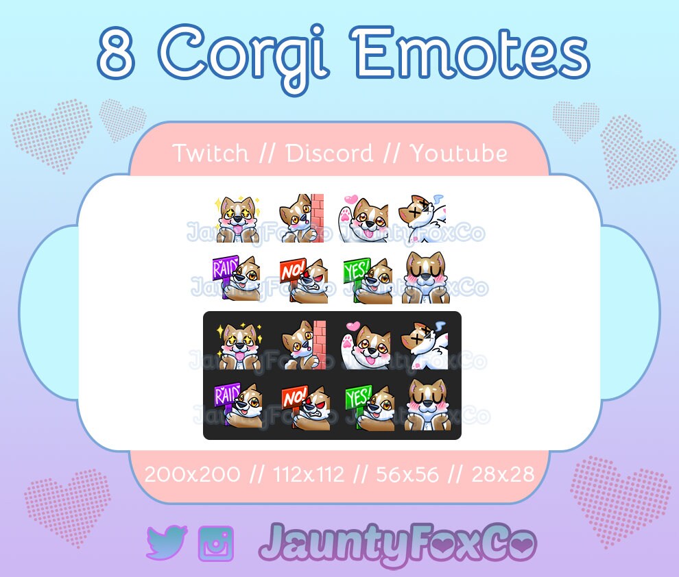 8 Cute Corgi Emotes for Twitch, Youtube, Discord // Transparent PNG ...