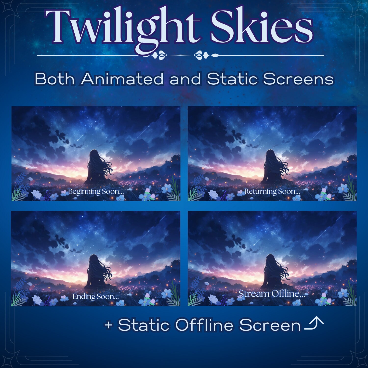 ANIMATED 4x Twilight Skies Stream Screens // Beautiful Night Sky ...