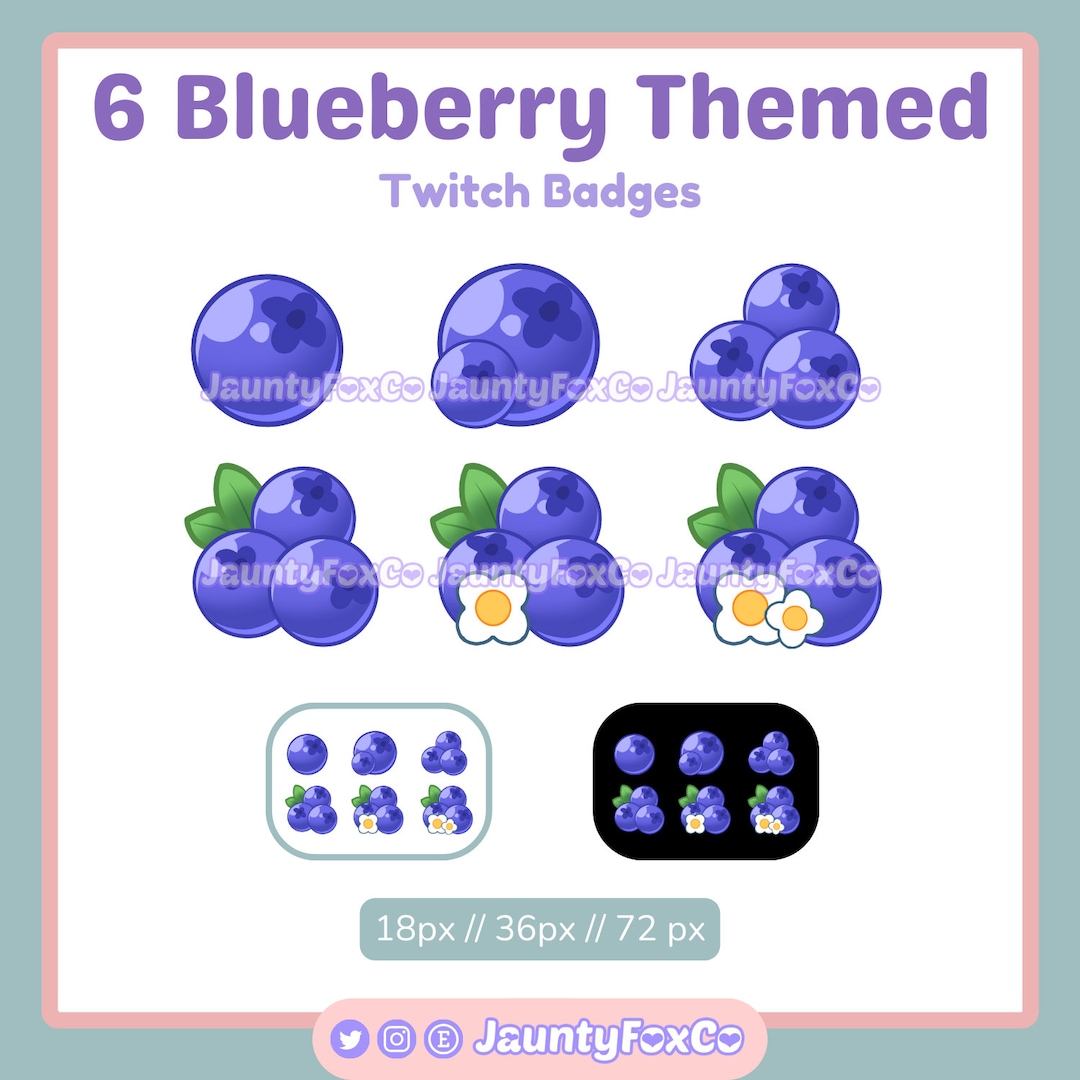 6 Blueberry Themed Twitch Badges // Fruit Stream Badges // Food Bit ...