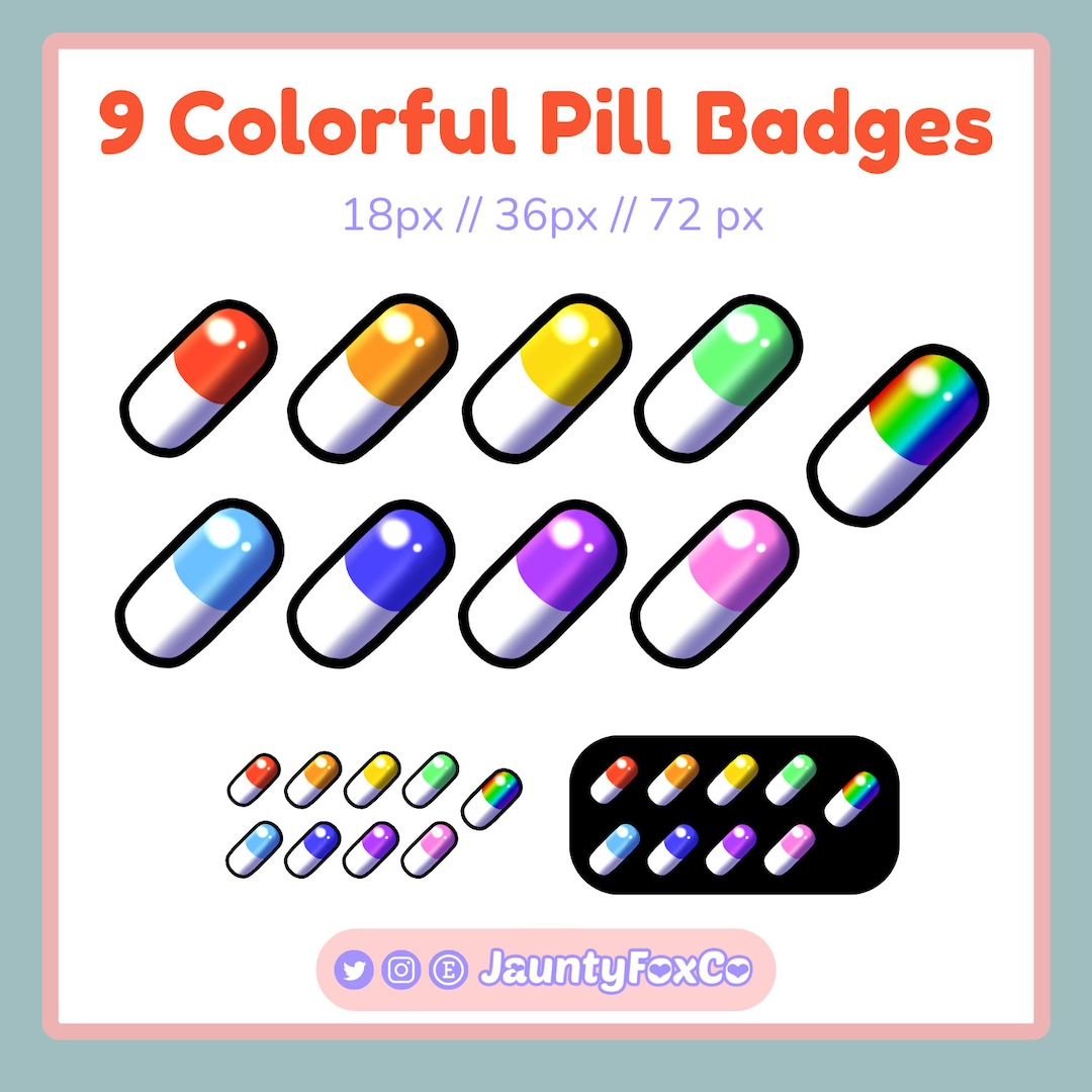 9 Colorful Pill Capsule Twitch Badges // Nurse and Doctor Badges ...