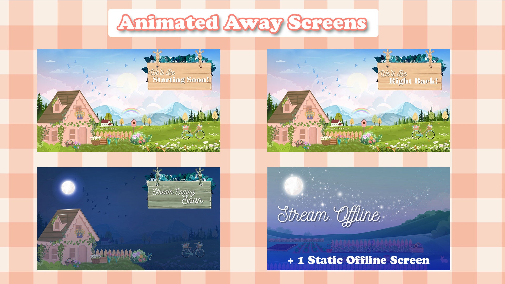 ANIMATED Cozy Cottagecore Garden Stream Overlay for Twitch, Youtube ...