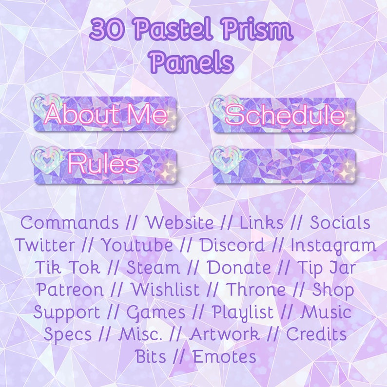 Pastel Prism Stream Overlay for Twitch, Youtube, Discord // Crystal Pattern Overlay Pack ...