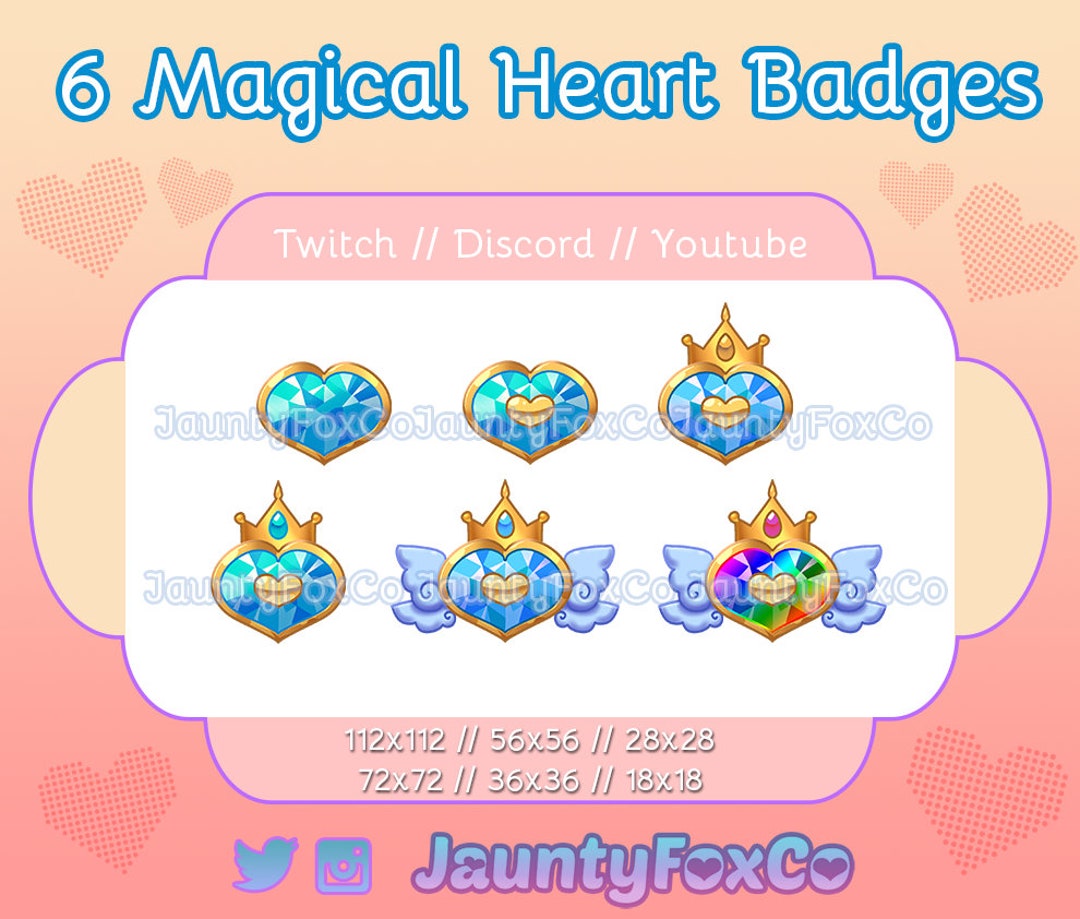 Cute Kawaii Blue Magical Hearts Badges // Magical Girl Crystal Heart ...
