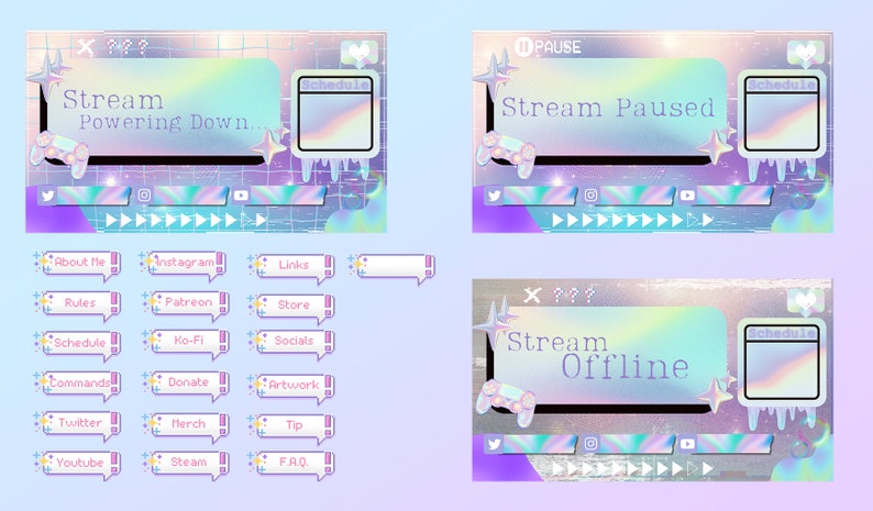 Nostalgic Pastel Glitch Stream Overlay for Twitch, Youtube, Discord ...