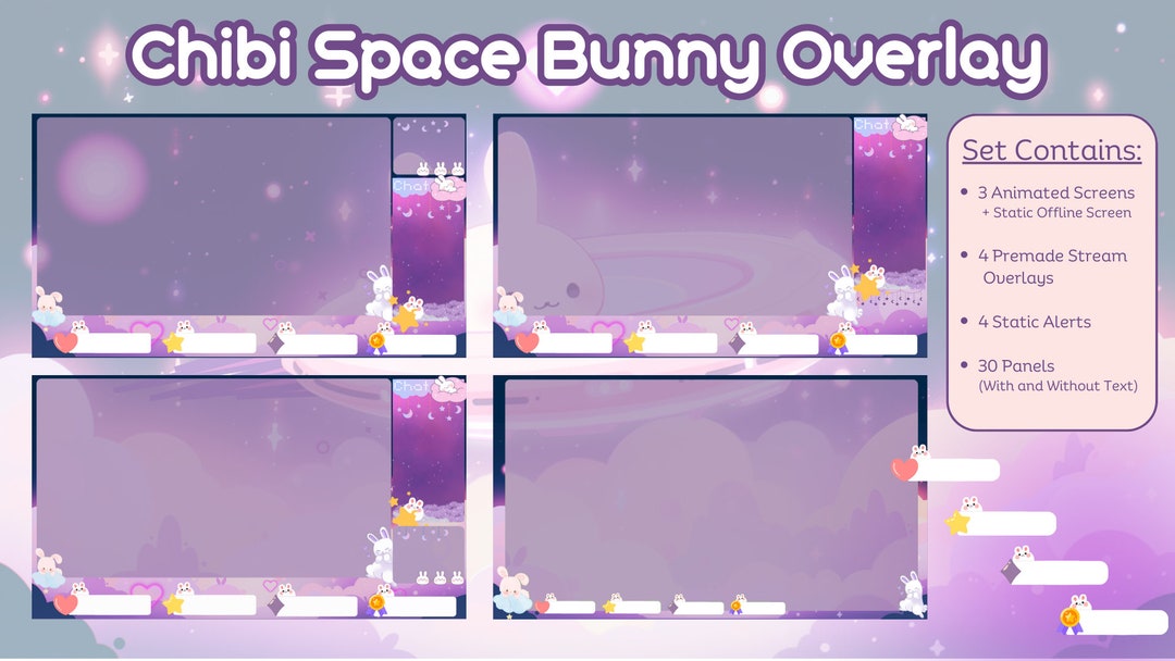 ANIMATED Kawaii Chibi Space Bunny Overlay // Celestial Overlay // Cute ...