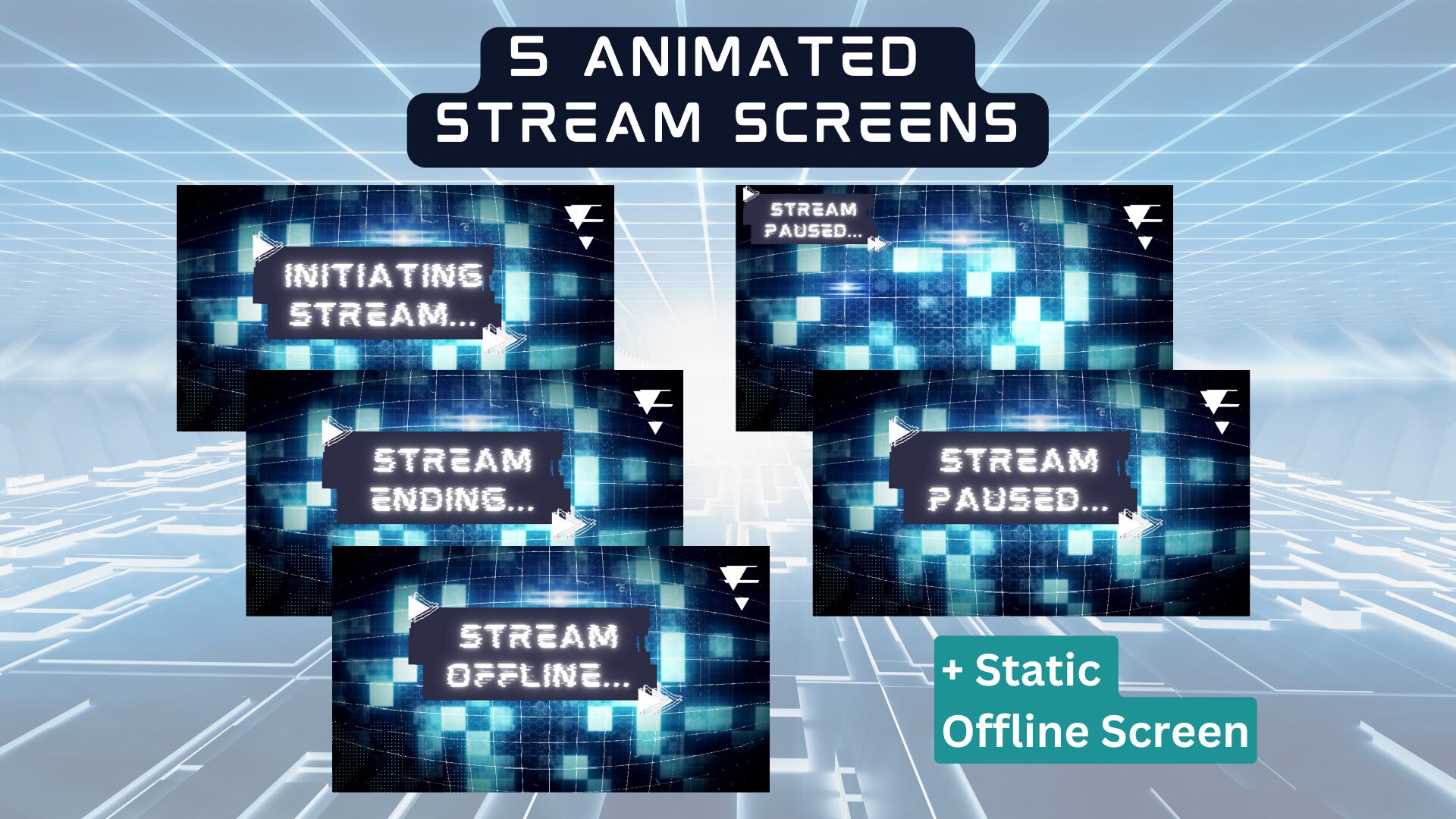 ANIMATED Aqua Blue Cyberpunk Stream Overlay for Twitch, Youtube ...