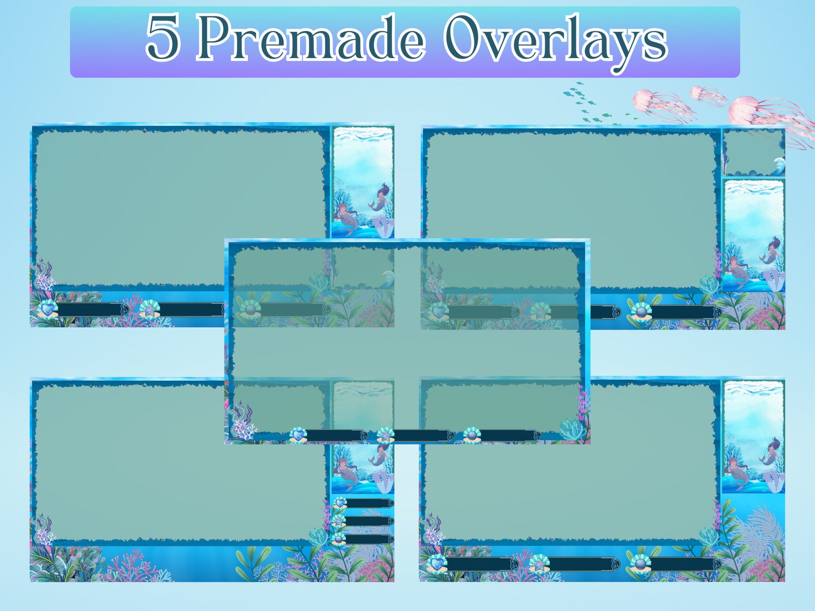 ANIMATED Playful Mermaid Overlay Set // Aqua Blue Overlay // Ocean ...