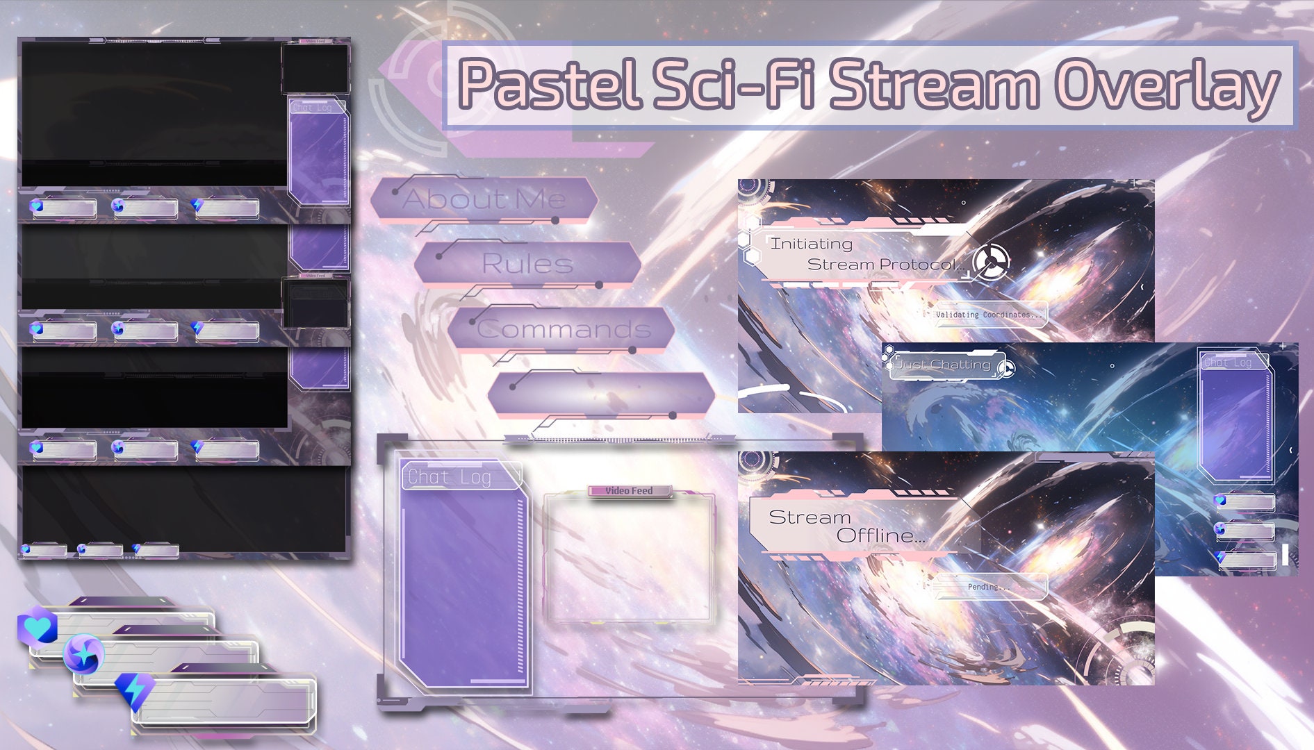 ANIMATED Pastel Sci-fi Stream Overlay for Twitch, Youtube, Discord ...