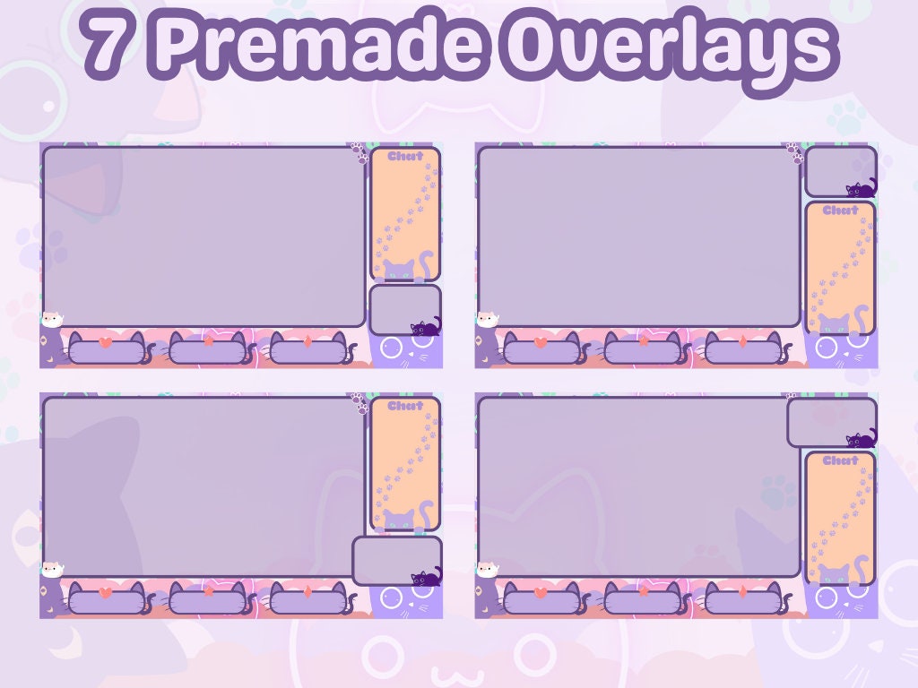 ANIMATED Kawaii Pastel Kitty Livestream Overlay Set // Pastel Aesthetic ...