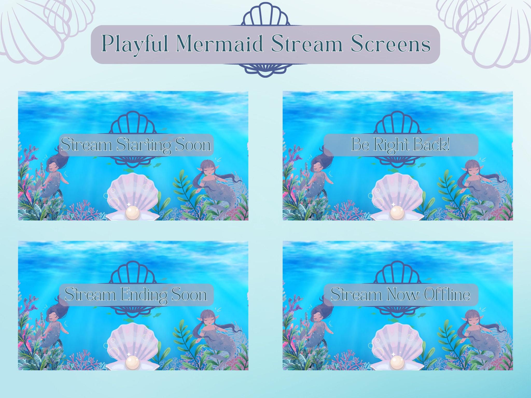 ANIMATED Playful Mermaid Overlay Set // Aqua Blue Overlay // Ocean ...