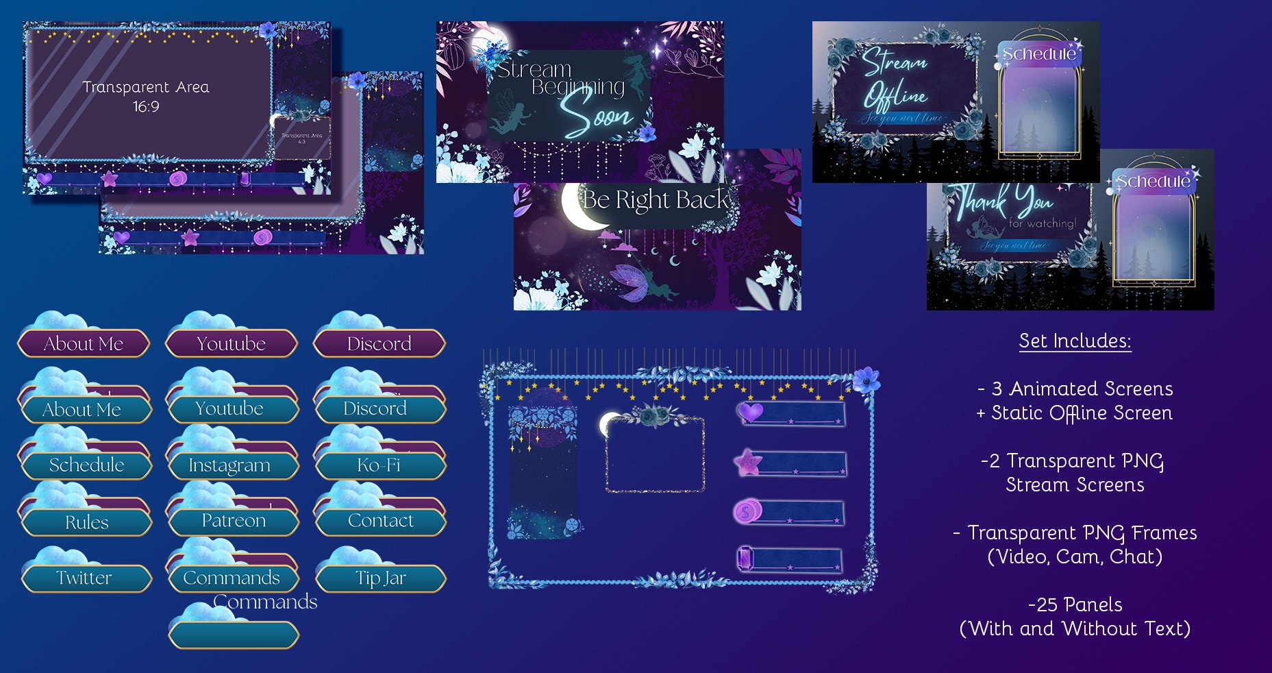 ANIMATED Mystical Fairy Forest Stream Overlay for Twitch, Youtube, Discord // Animated Screens ...