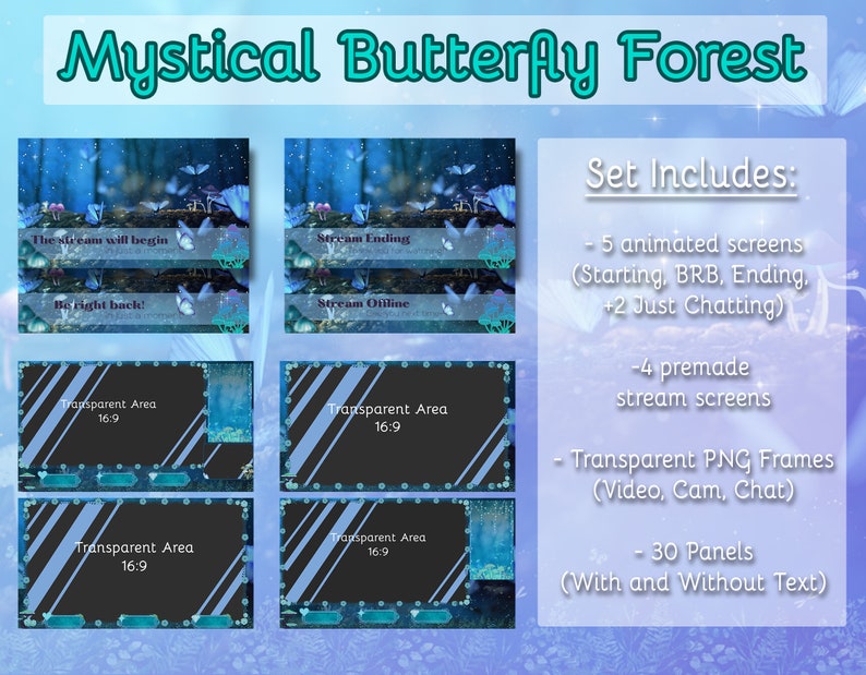 ANIMATED Mystical Butterfly Forest Stream Overlay for Twitch, Youtube ...