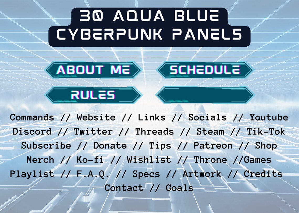 ANIMATED Aqua Blue Cyberpunk Stream Overlay for Twitch, Youtube ...