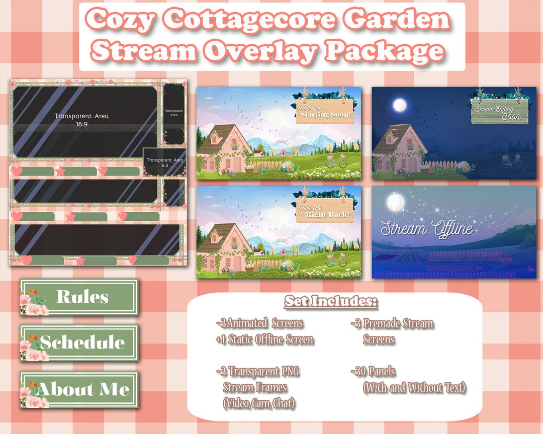 ANIMATED Cozy Cottagecore Garden Stream Overlay for Twitch, Youtube ...