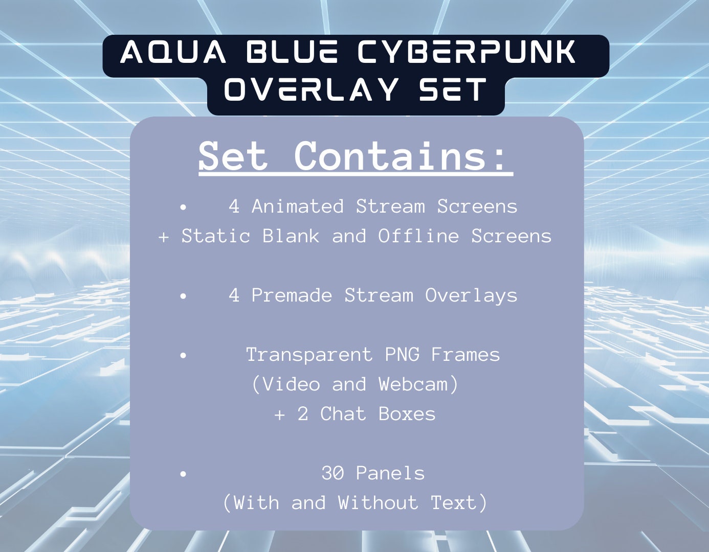 ANIMATED Aqua Blue Cyberpunk Stream Overlay for Twitch, Youtube ...