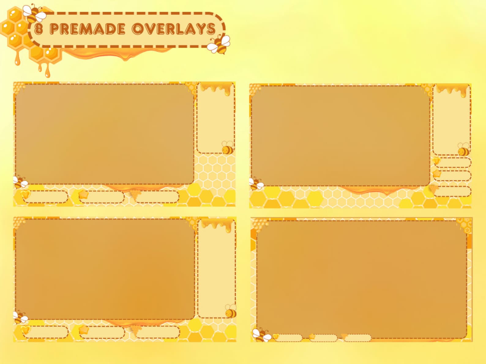 ANIMATED Honey Bee Overlay Package for Twitch, Youtube and Discord ...