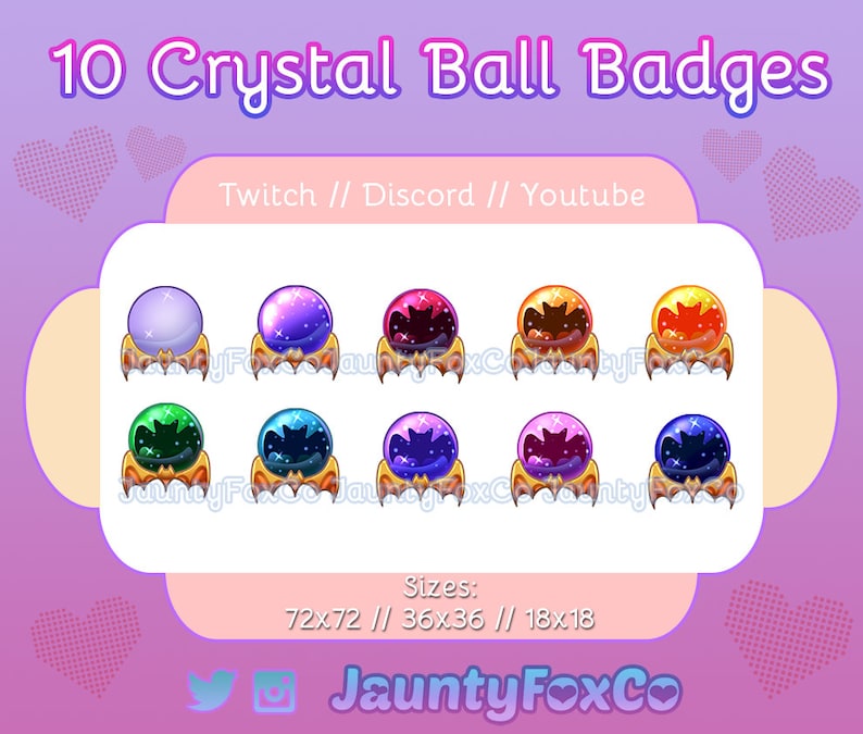 10 Crystal Ball Bat Badges for Twitch, Youtube, Discord // Witchy ...