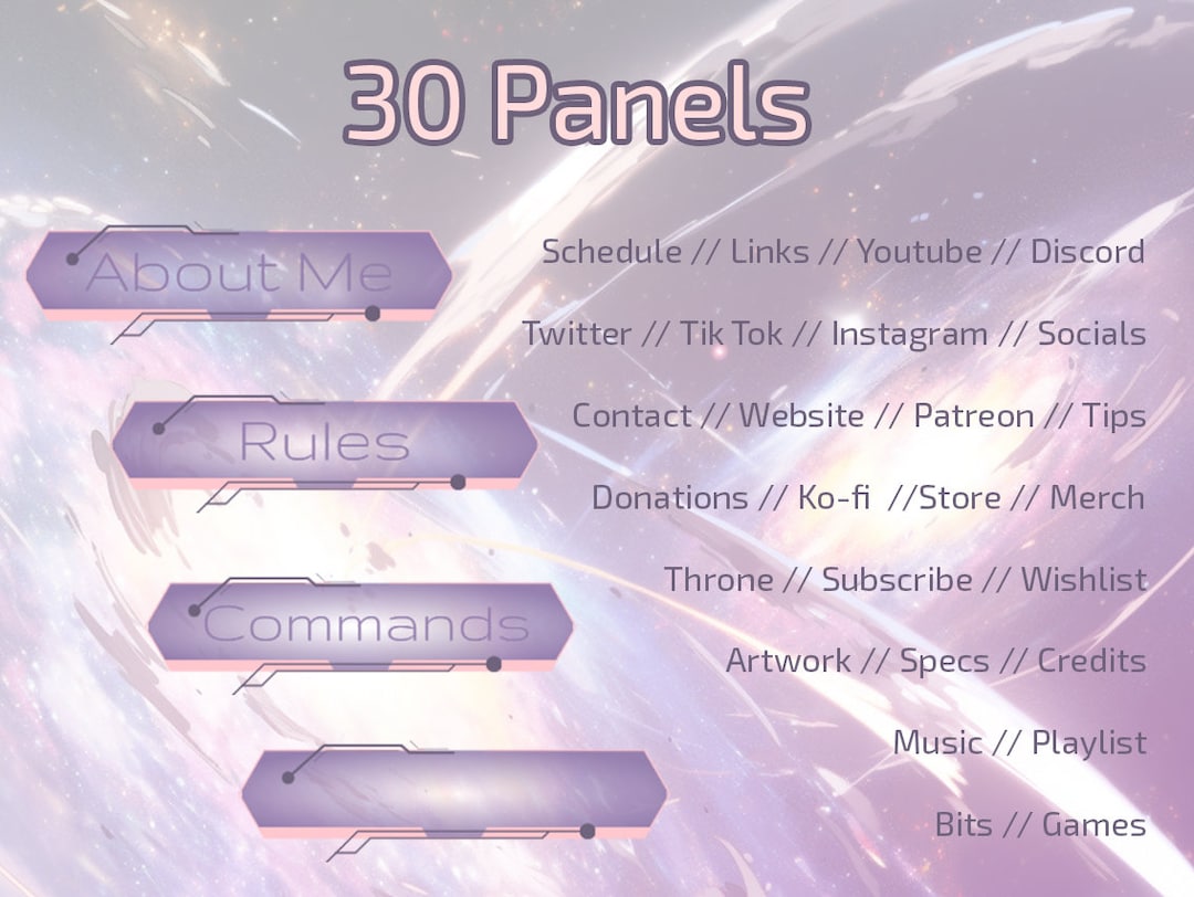 Pastel Sci-fi Twitch Panels // Semi-transparent Futuristic Stream ...