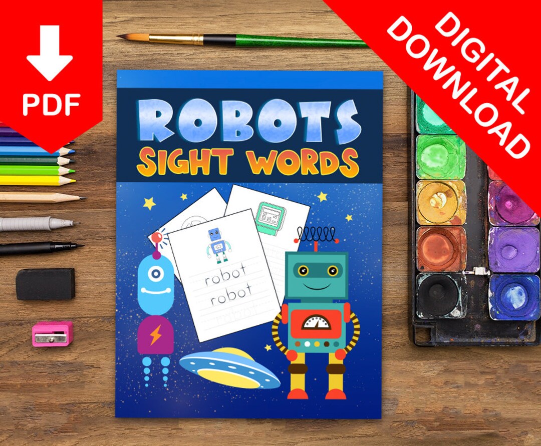 Robots Sight Words Printable First Grade Kindergarten Worksheets Kids ...