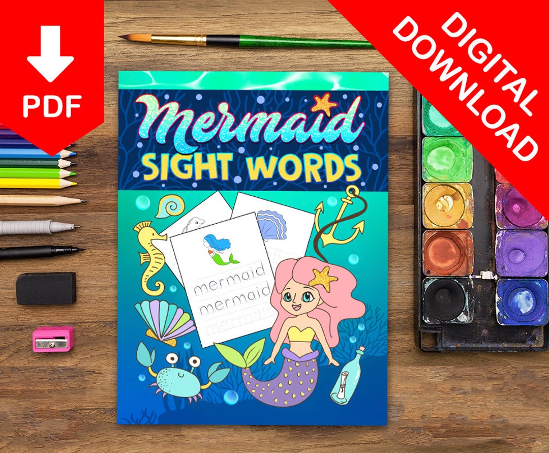 Mermaid Sight Words Printable First Grade Kindergarten Worksheets Kids ...
