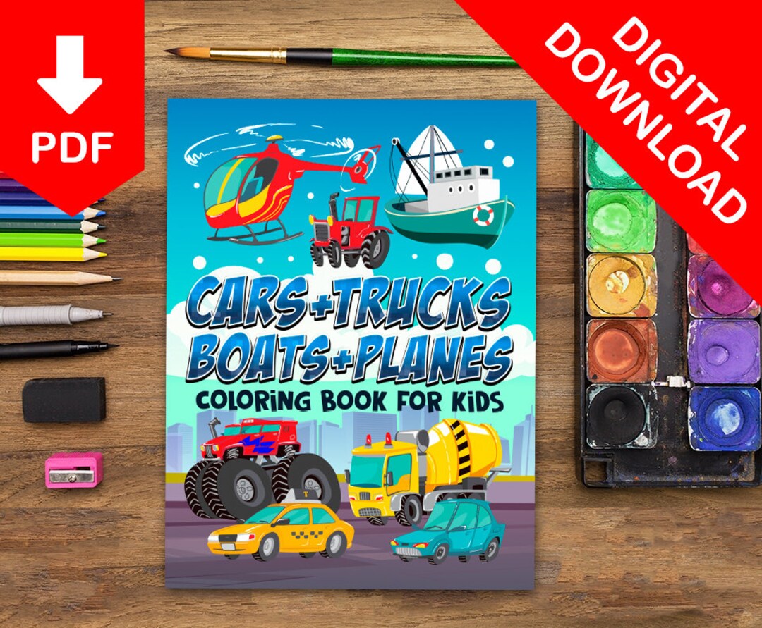 Trucks, Cars, Planes & Boats Printable Coloring Pages for Kids Coloring ...