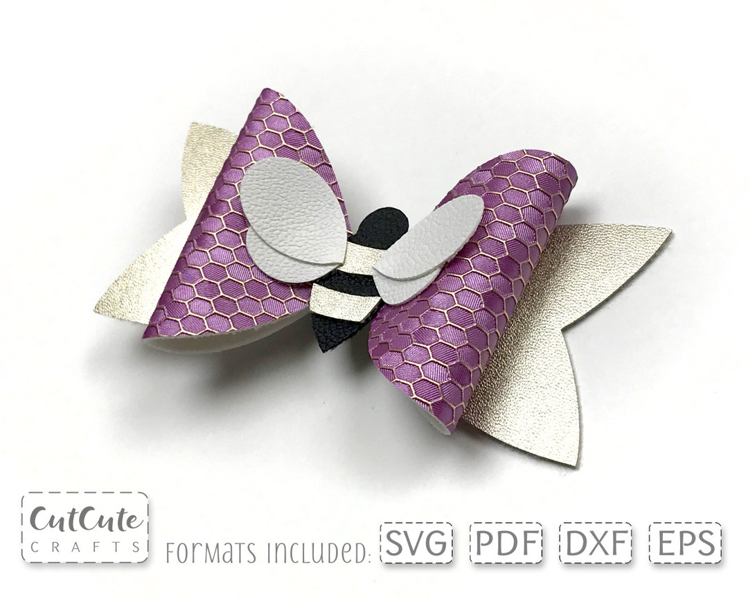 Honey Bee Bow SVG, Cute Bee Bow Template, Hairbow SVG Cricut Cut File ...