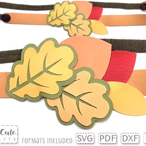 Fall Leaves Headband SVG Templates, Autumn Leaf DIY Faux Leather ...
