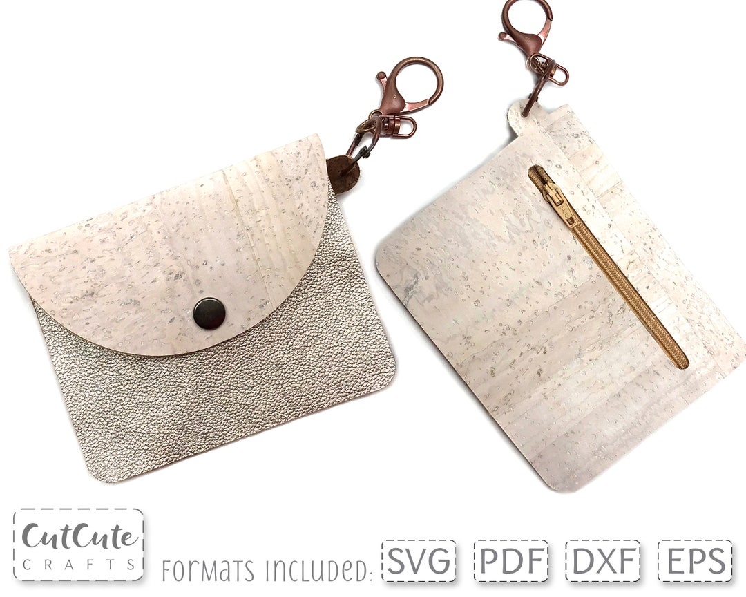 Faux Leather Zipper Wallet SVG Template: No Sew Card Holder Coin Purse ...